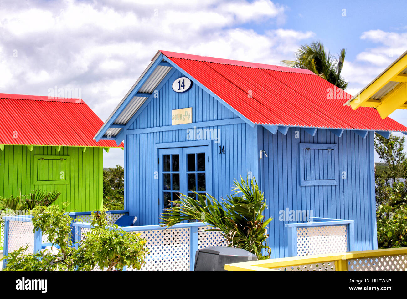 colorful huts in the maldives Stock Photo - Alamy