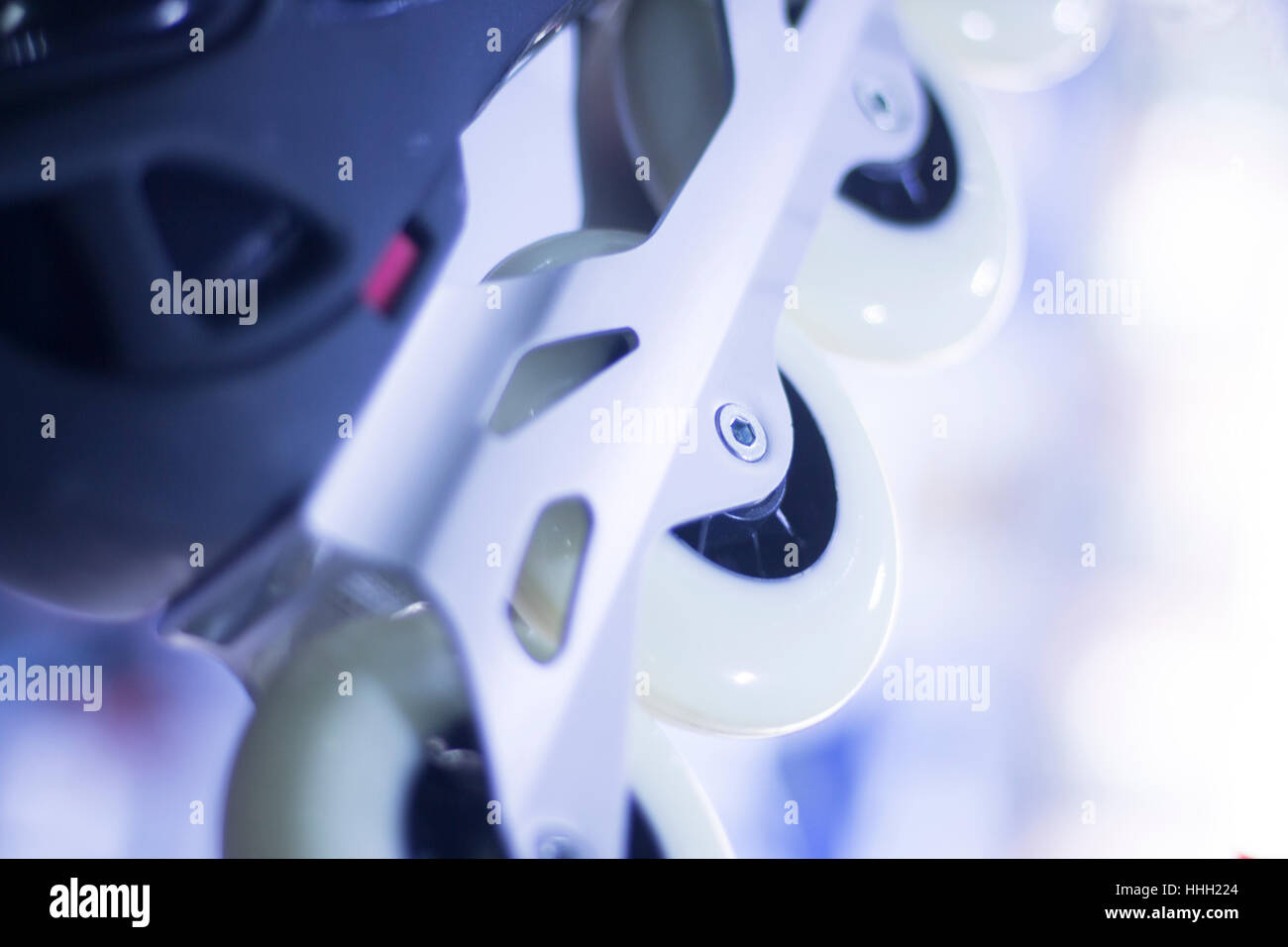 Freestyle inline skates boots and wheels in retail store shop window ...