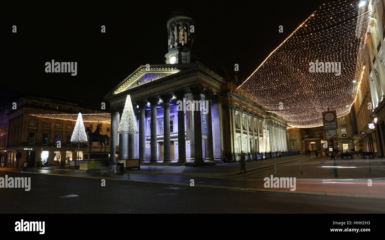 Exterior of Gallery of Modern Art by night Glasgow Scotland January ...