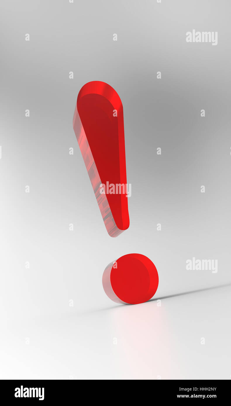big exclamation mark - red glass Stock Photo - Alamy