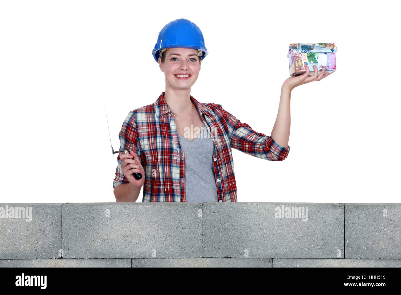 bank, lending institution, blue, brick, builder, alone, lonely ...