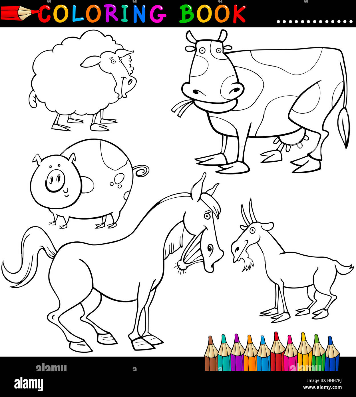 animals, illustration, cow, farm, cartoon, pig, application, education ...