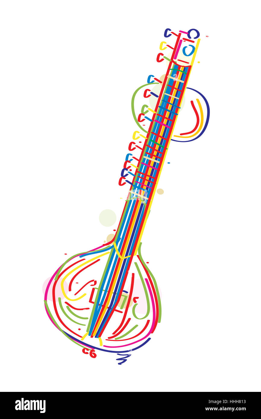 traditional, string, tradition, packthreads, unique, sitar, white ...