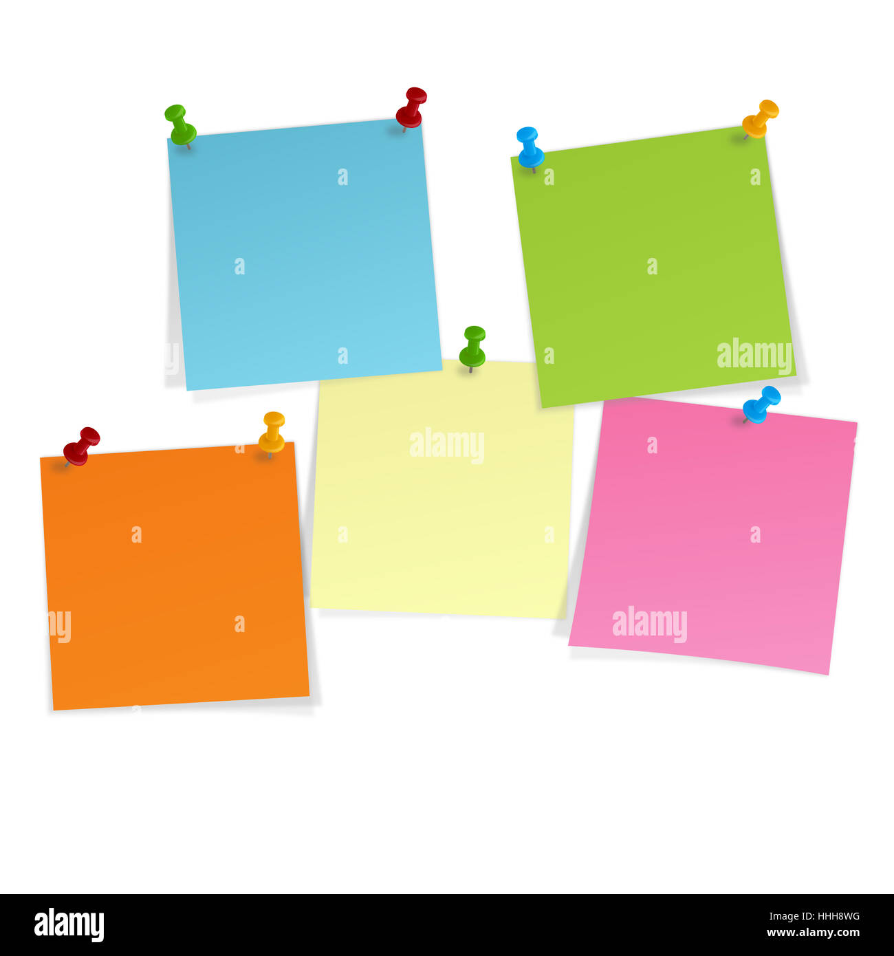 5 sticky note with pins Stock Photo - Alamy