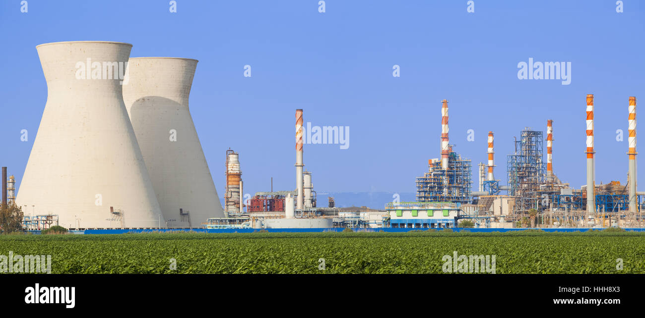 blue, industry, power station, cooling tower, sunset, energy, power ...