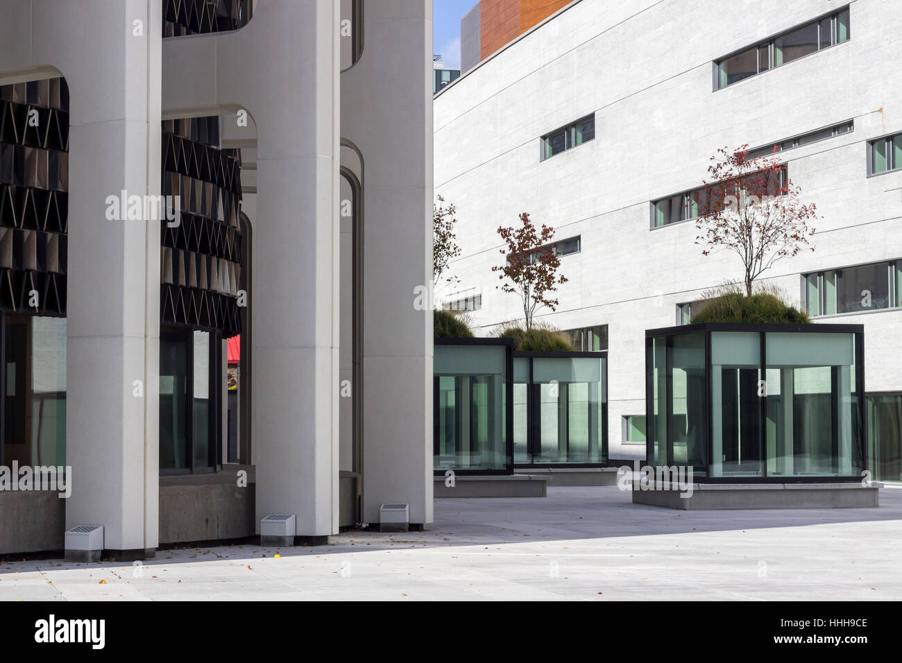 MONTREAL, CANADA - View of the surroundings of Place des Arts, between ...