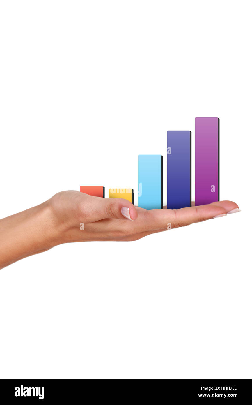Hand holding bar chart Stock Photo - Alamy