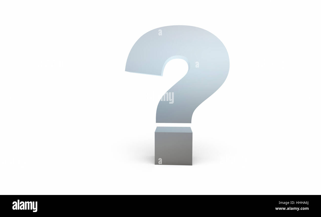 the big question mark silver against white background Stock Photo - Alamy