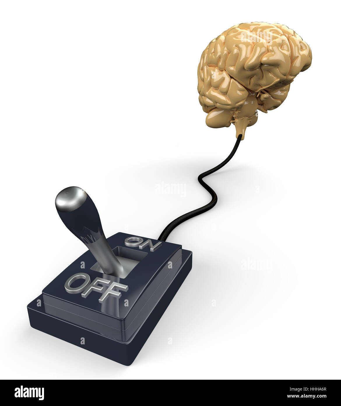 3d brain with switch - off Stock Photo - Alamy