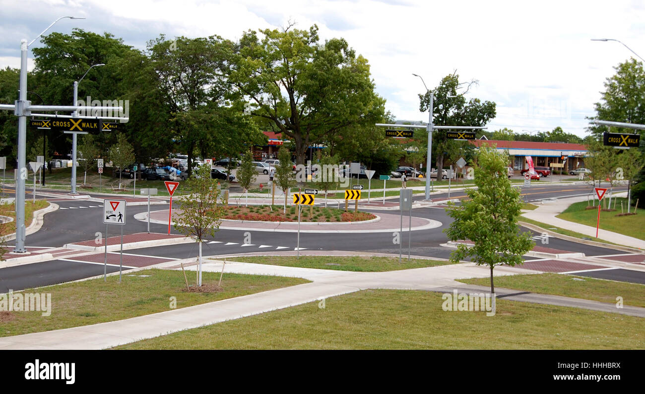new roundabout with no cars, Ann Arbor, Michigan Stock Photo - Alamy