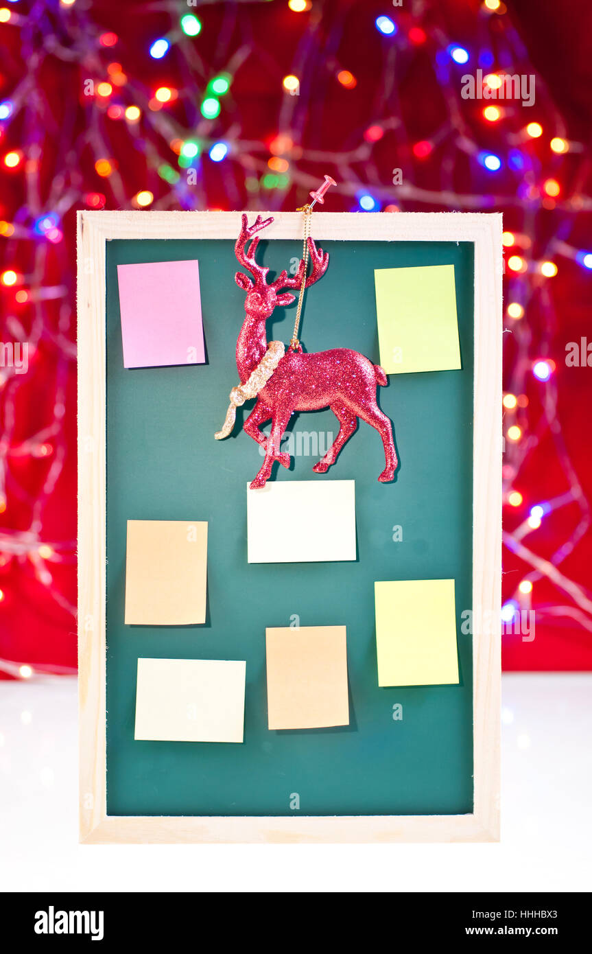 note, memo, board, lights, christmas, sticky, message, reindeer ...