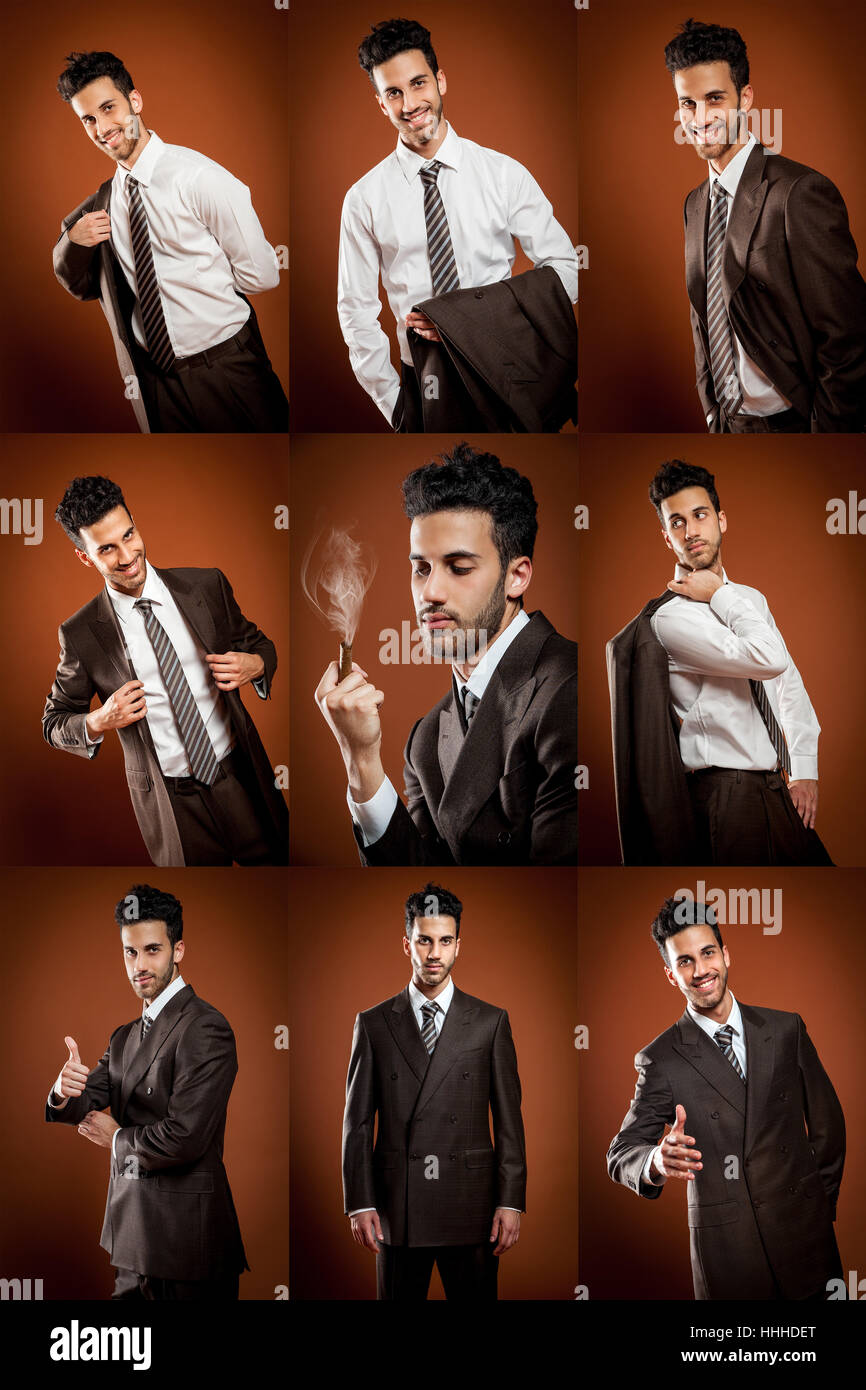 Man suit smoking cigar smiling hi-res stock photography and images - Alamy
