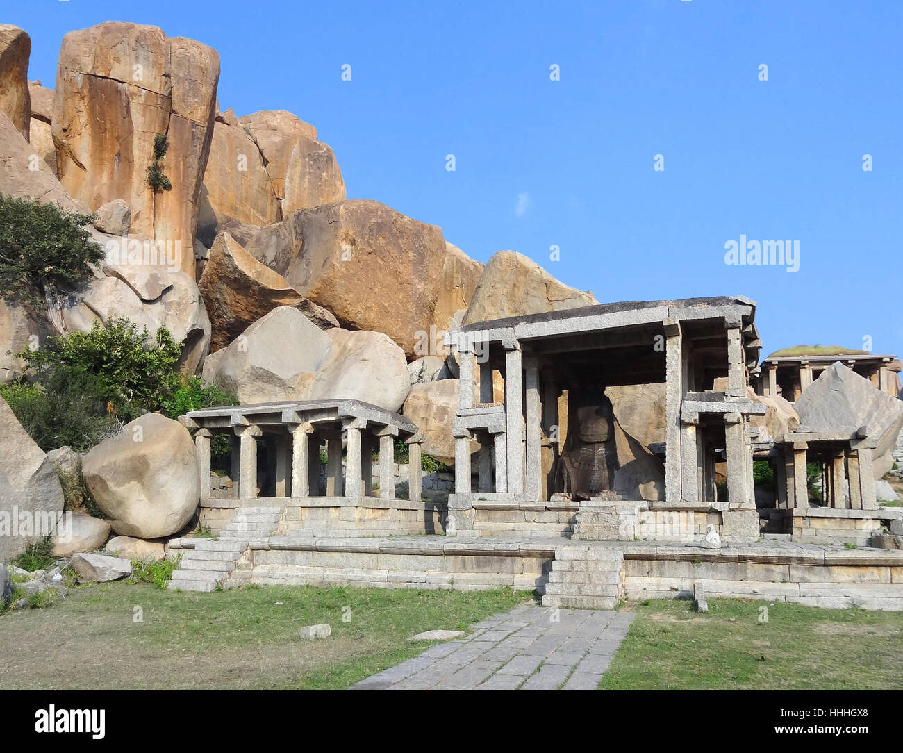 Nandi Temple at the Sacred Center around Hampi, a city located in ...