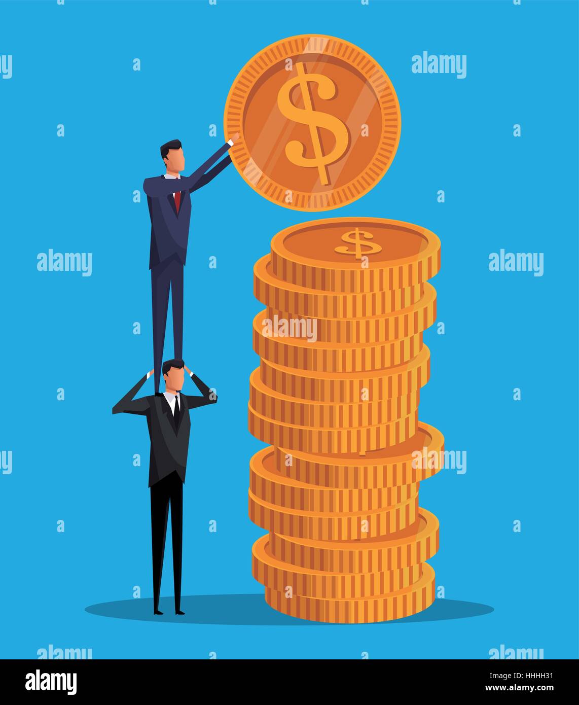 Teamwork men money cooperation Stock Vector Images - Alamy