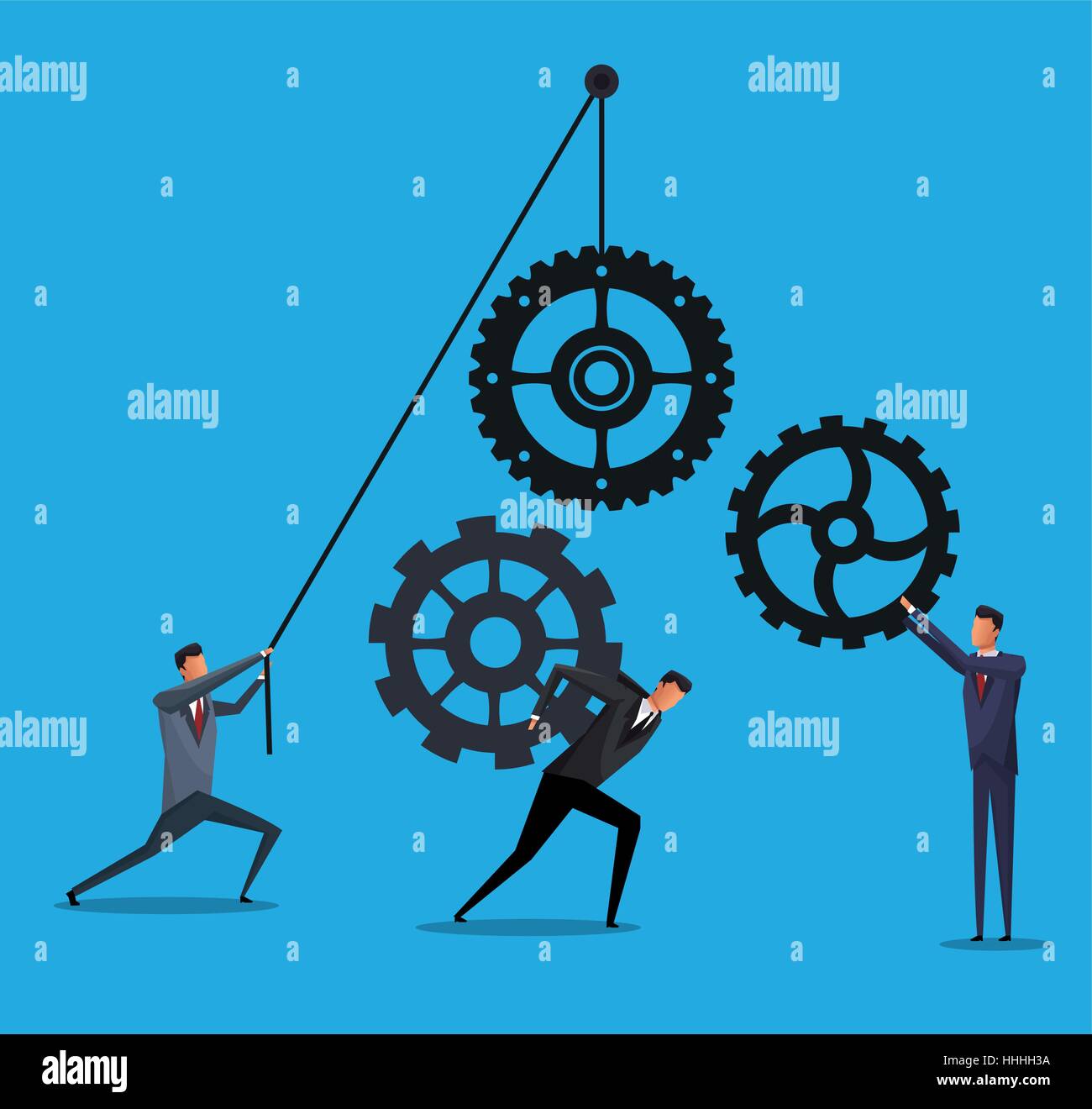 business men collaboration gear team work carrying Stock Vector Image ...