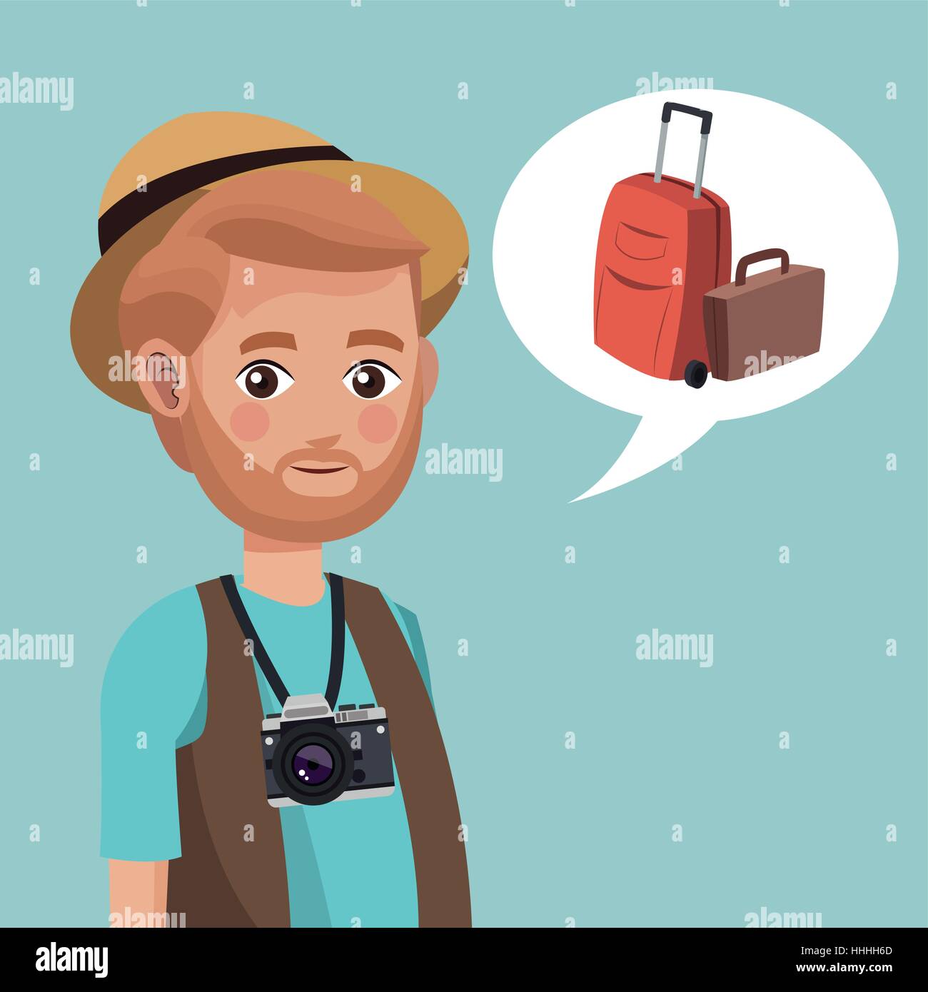 Young traveler man suitcase Stock Vector Images - Alamy