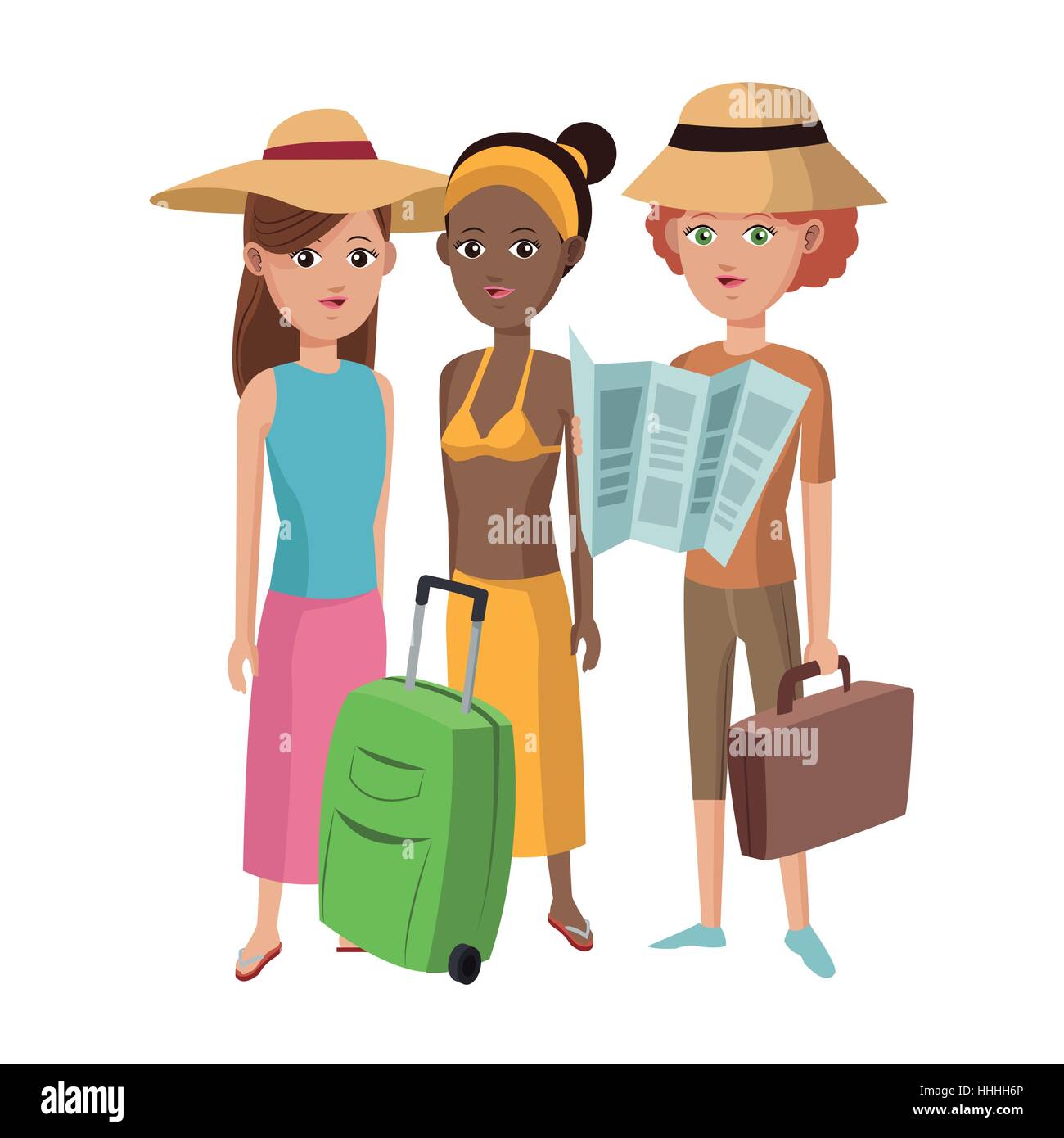 group girl friends tourist traveler Stock Vector Image & Art - Alamy