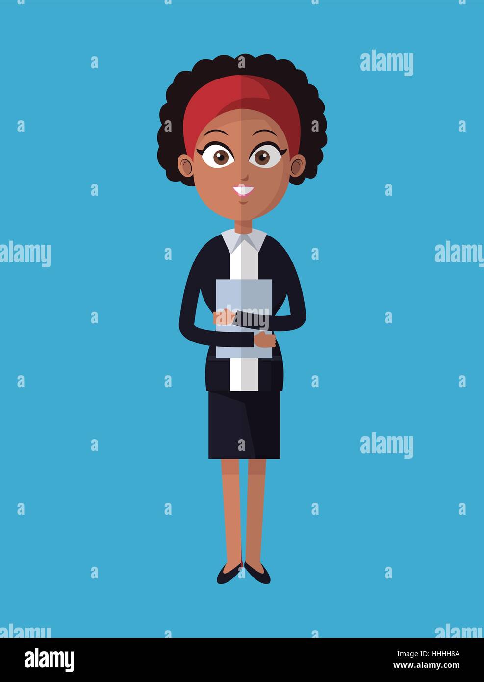 cartoon afro woman business leadership with folder Stock Vector Image ...
