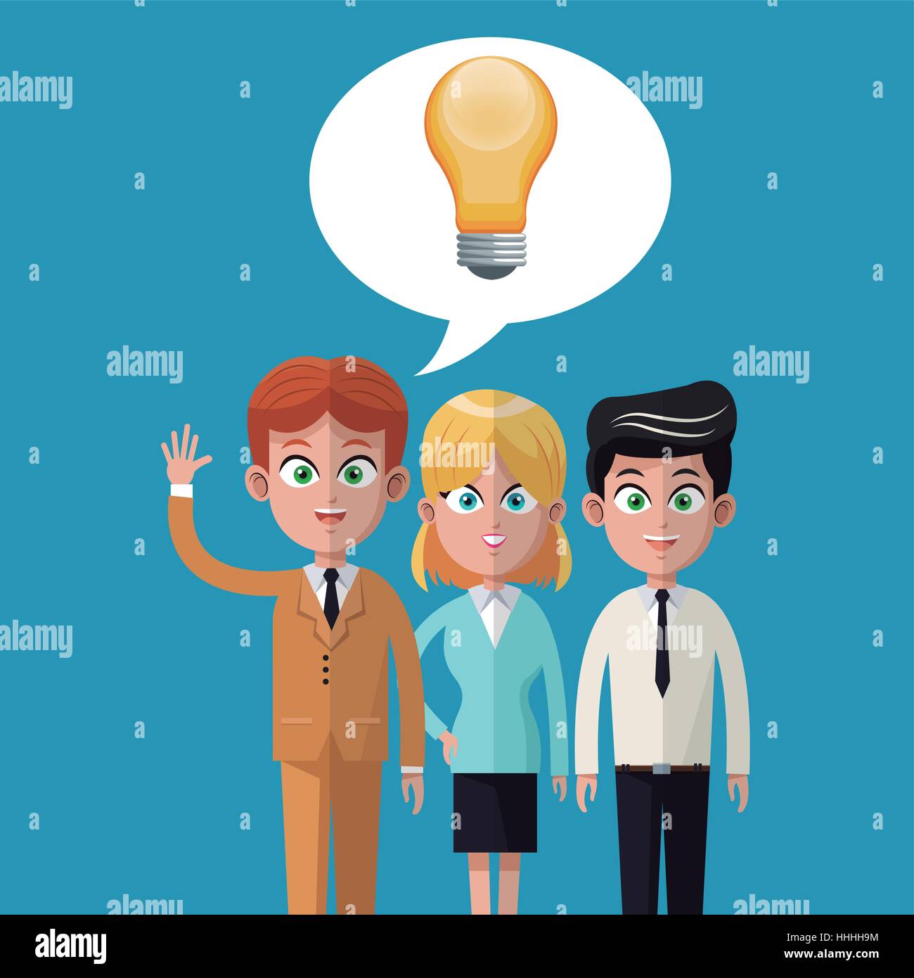 cartoon teamwork business bulb idea innovation Stock Vector Image & Art ...