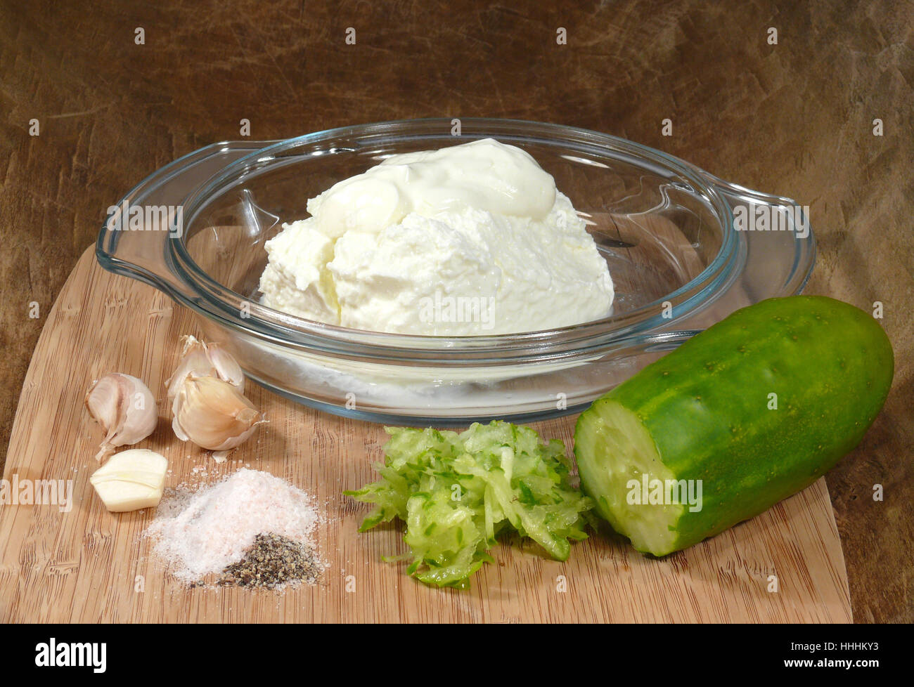 ingredients for garlic quark Stock Photo - Alamy