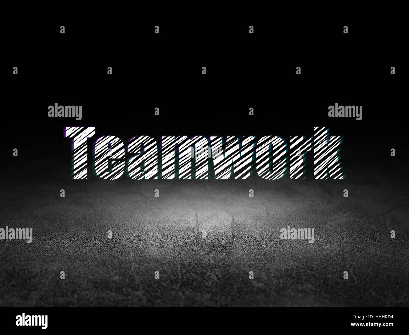 Business concept: Teamwork in grunge dark room Stock Photo - Alamy