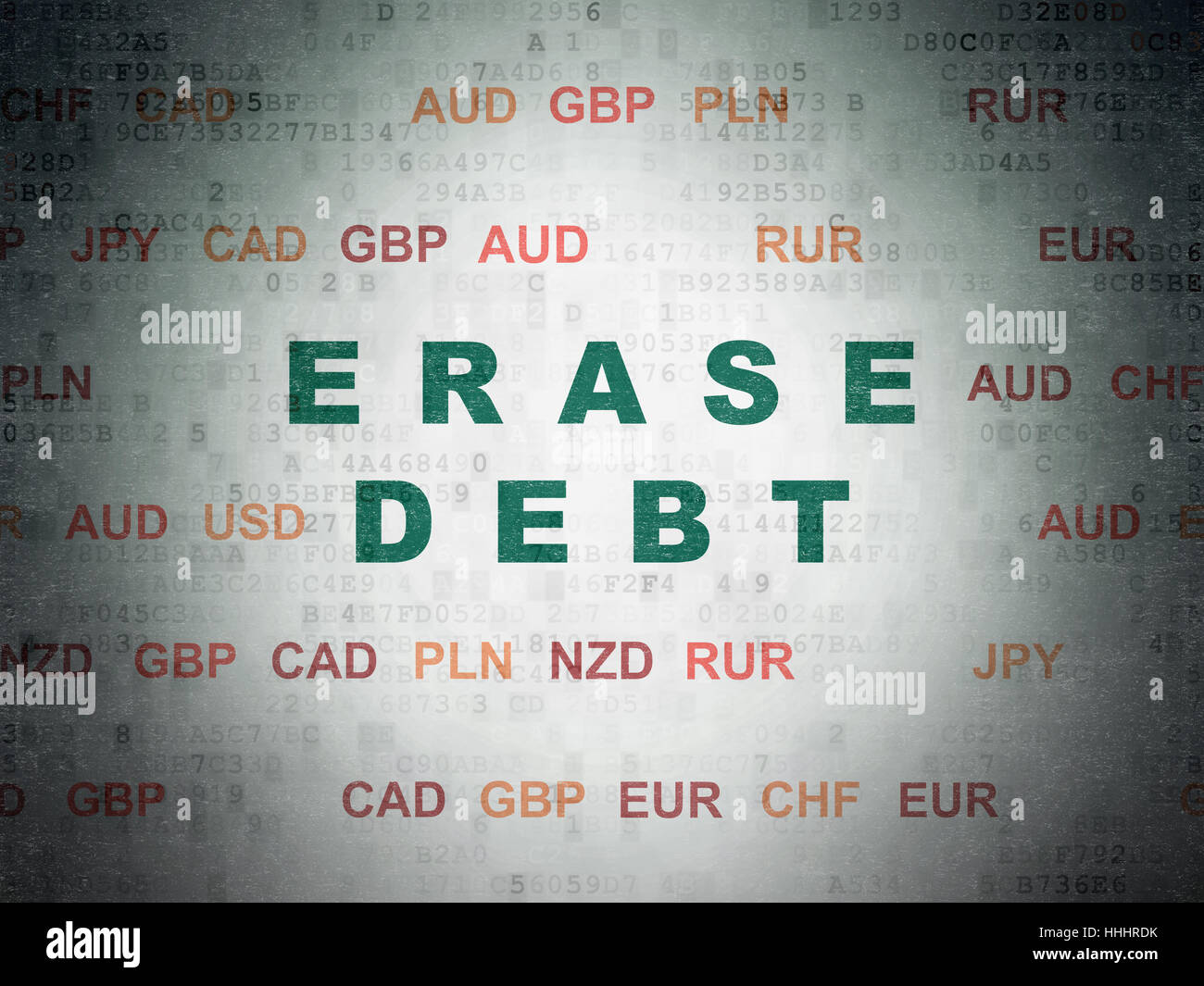 Business concept: Erase Debt on Digital Data Paper background Stock ...