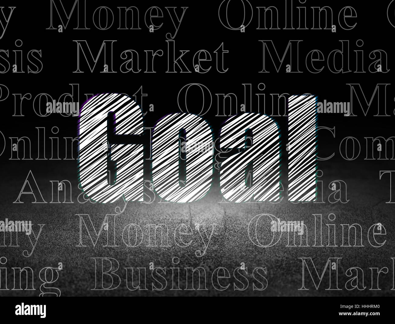 Advertising concept: Goal in grunge dark room Stock Photo - Alamy