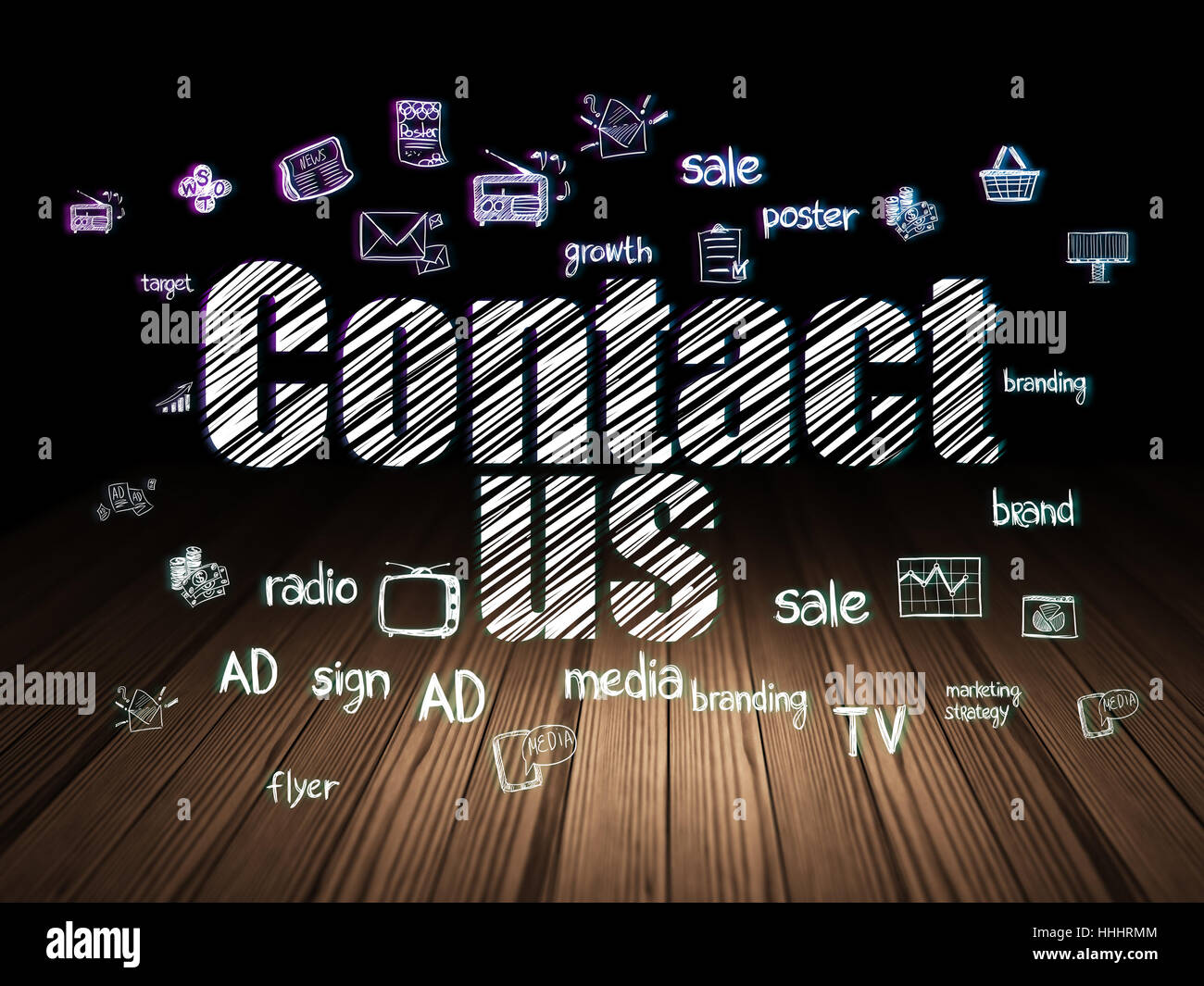 Marketing concept: Contact Us in grunge dark room Stock Photo - Alamy