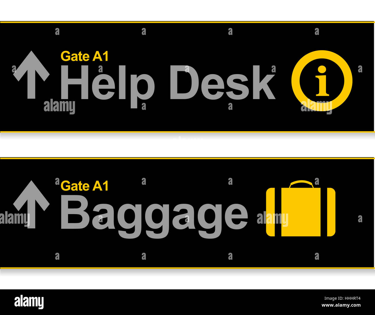 Help desk and baggage airport signs illustration Stock Photo - Alamy