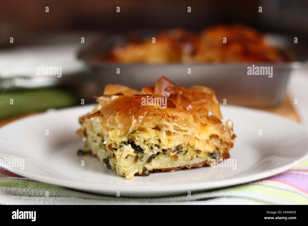 Potato and Leek Filo Pie Stock Photo - Alamy