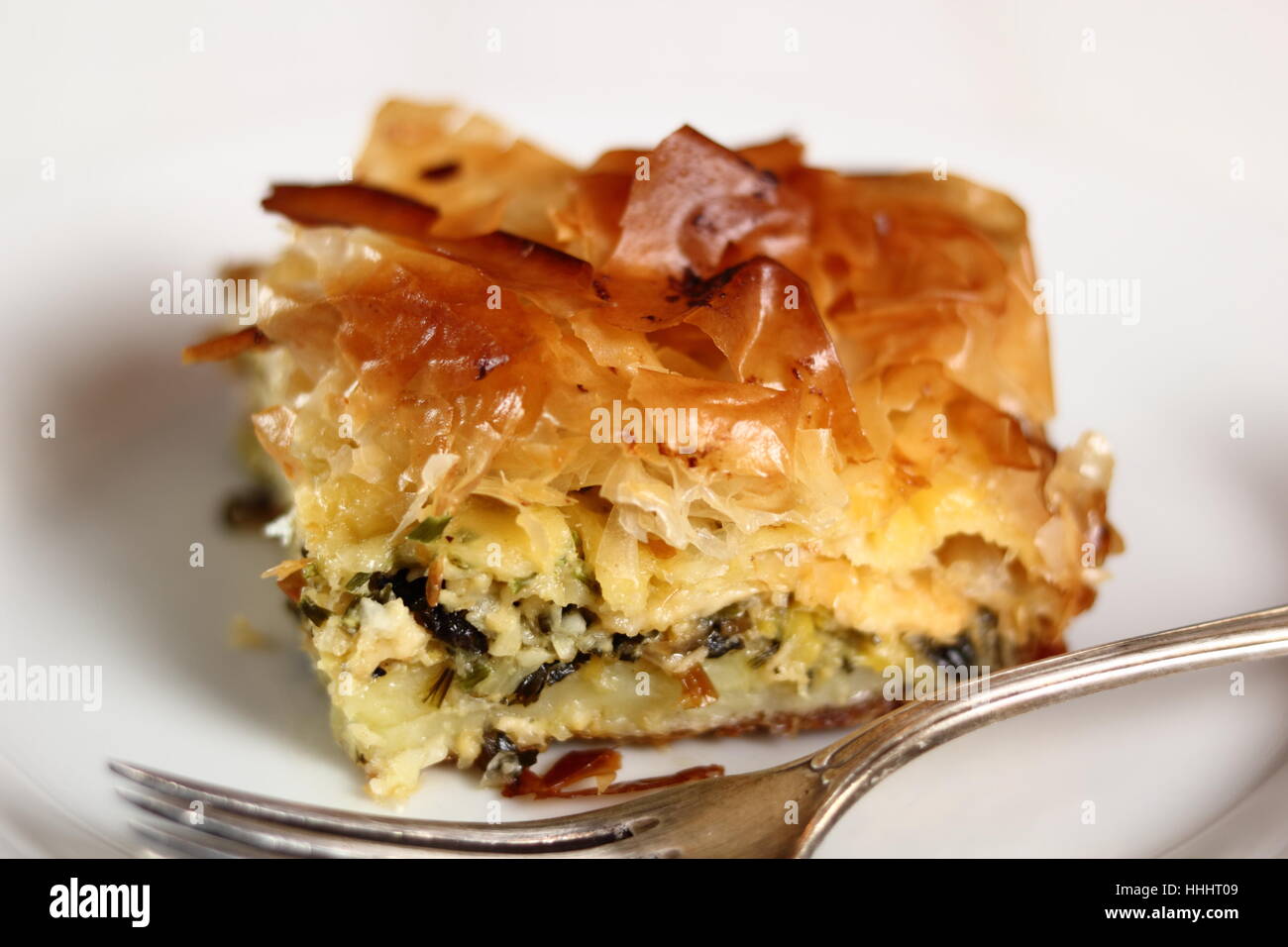 Potato and Leek Filo Pie Stock Photo - Alamy