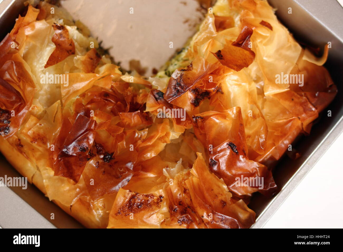 Potato and Leek Filo Pie Stock Photo - Alamy