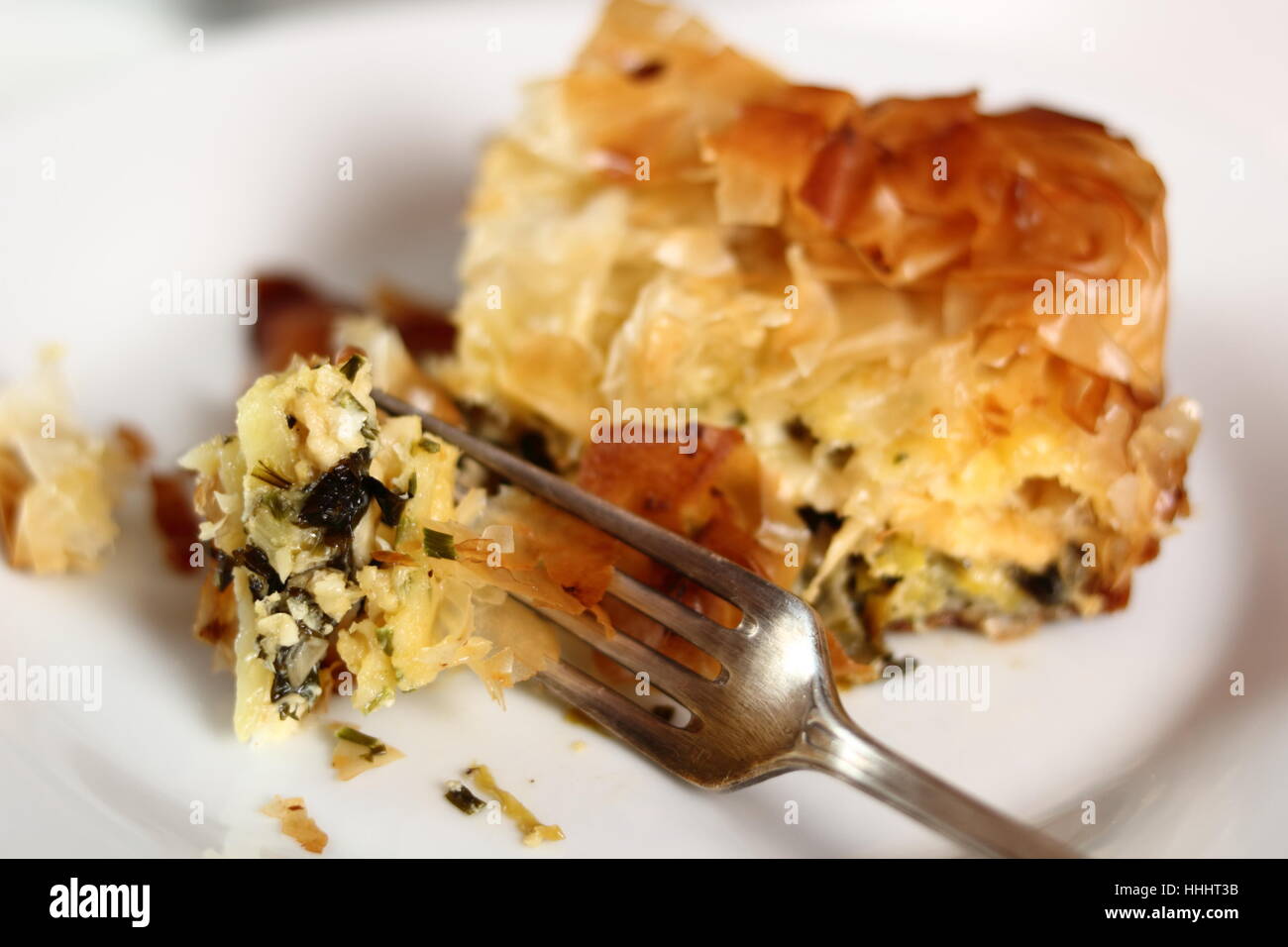 Potato and Leek Filo Pie Stock Photo - Alamy