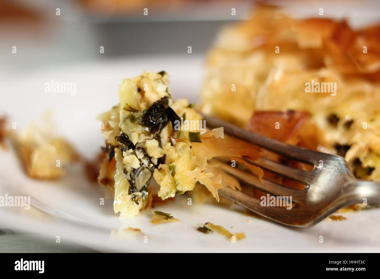 Potato and Leek Filo Pie Stock Photo - Alamy