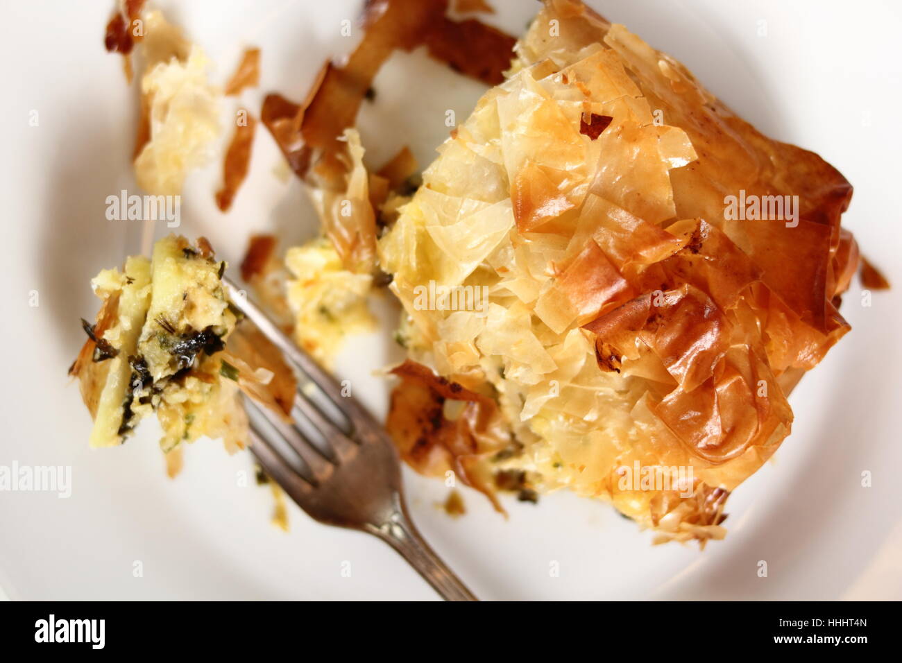 Potato and Leek Filo Pie Stock Photo - Alamy
