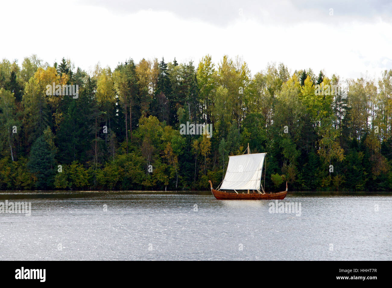 tree, cloud, sail, vessel, boat, firmament, sky, forest, wind, rowing ...