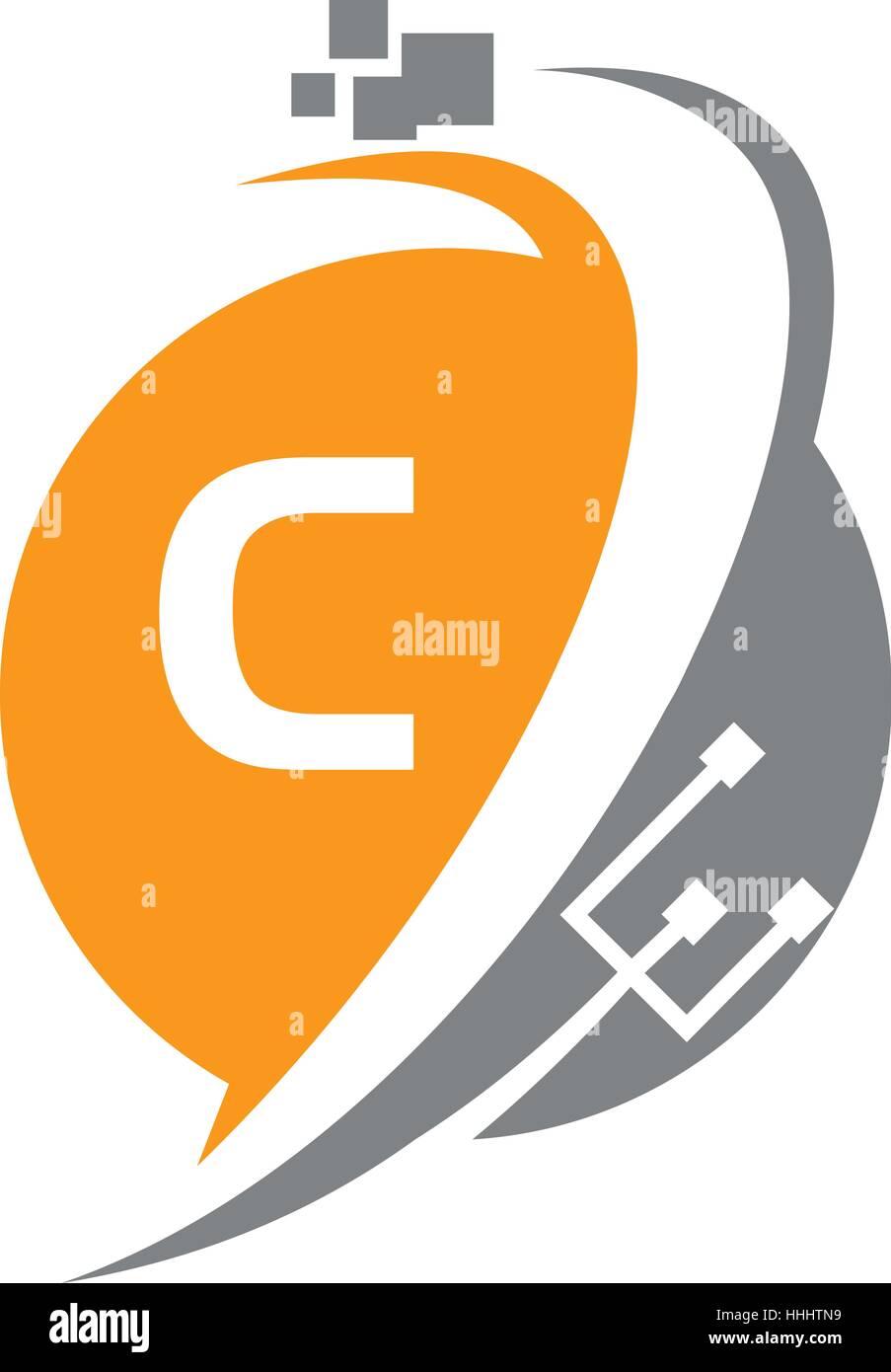 Digital World and Electrical Connections Initial C Stock Vector Image ...