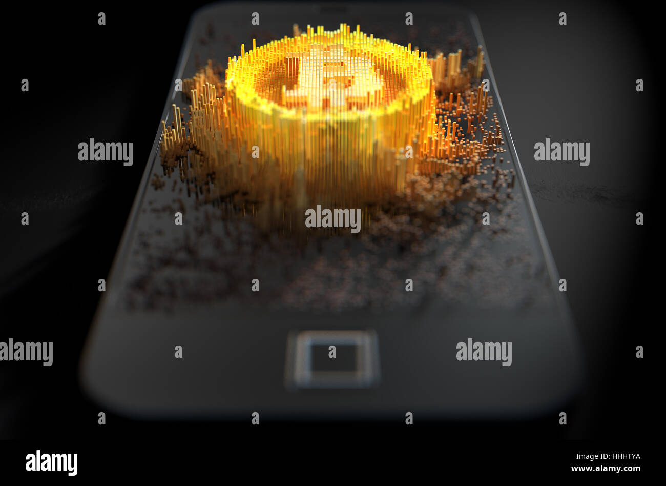 A 3D render of a microscopic closeup concept of small cubes in a random ...