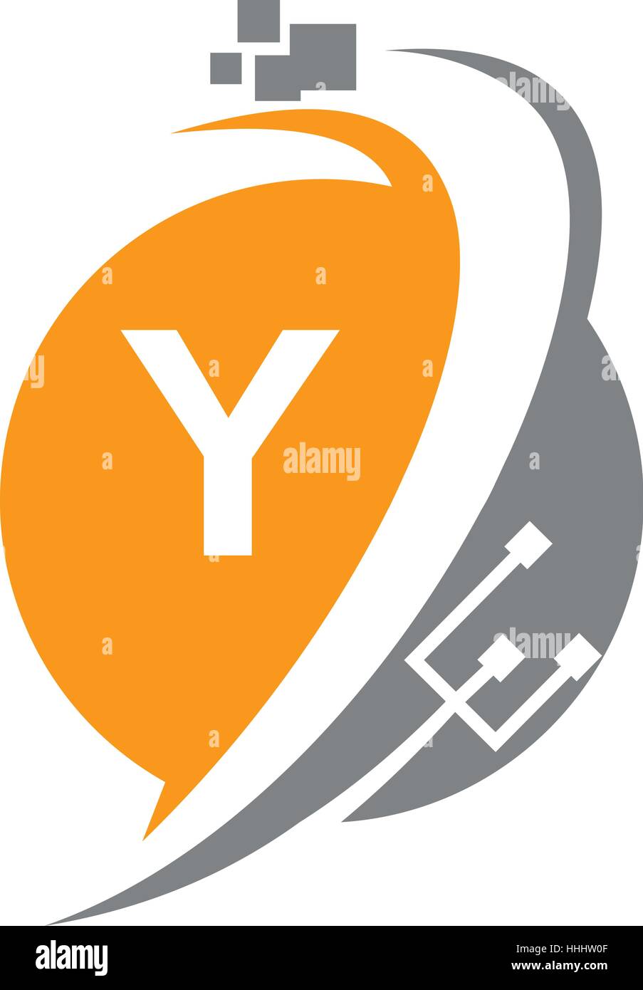 Digital World and Electrical Connections Initial Y Stock Vector Image ...