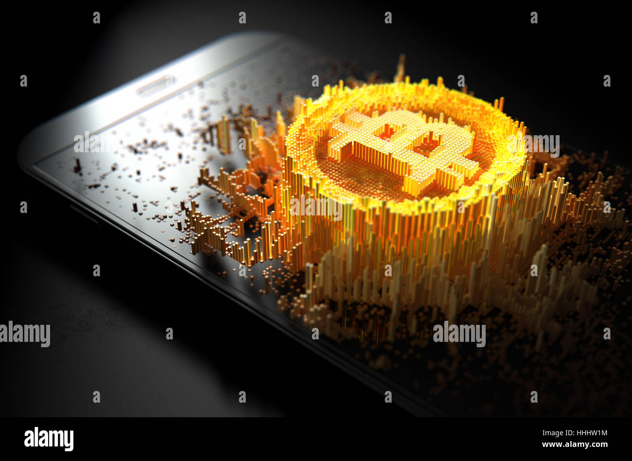 A 3D render of a microscopic closeup concept of small cubes in a random ...