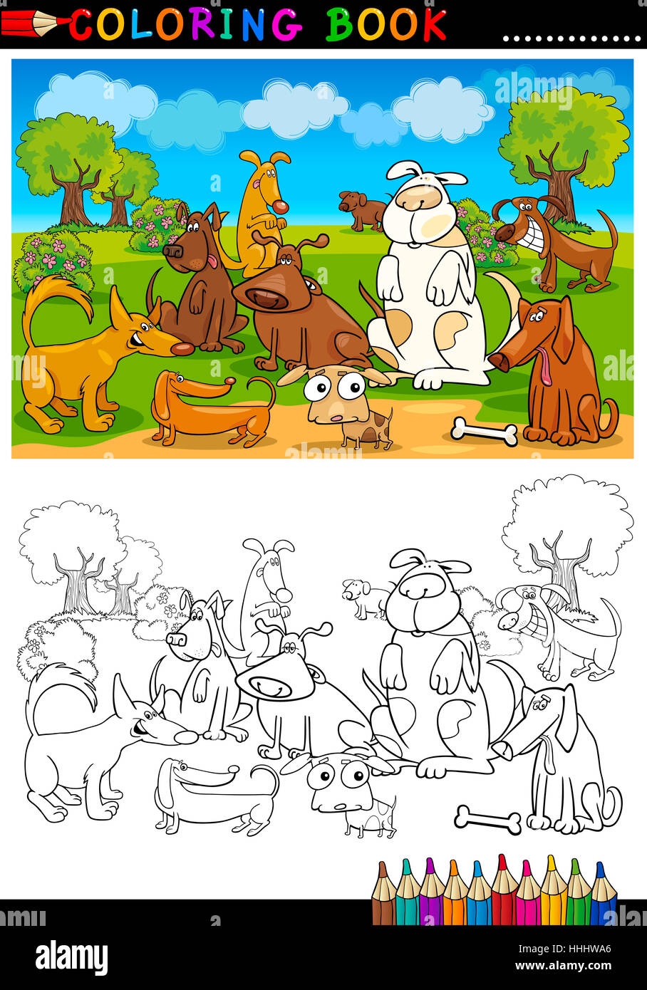 animals, pets, dogs, illustration, cartoon, education, comic, tree ...