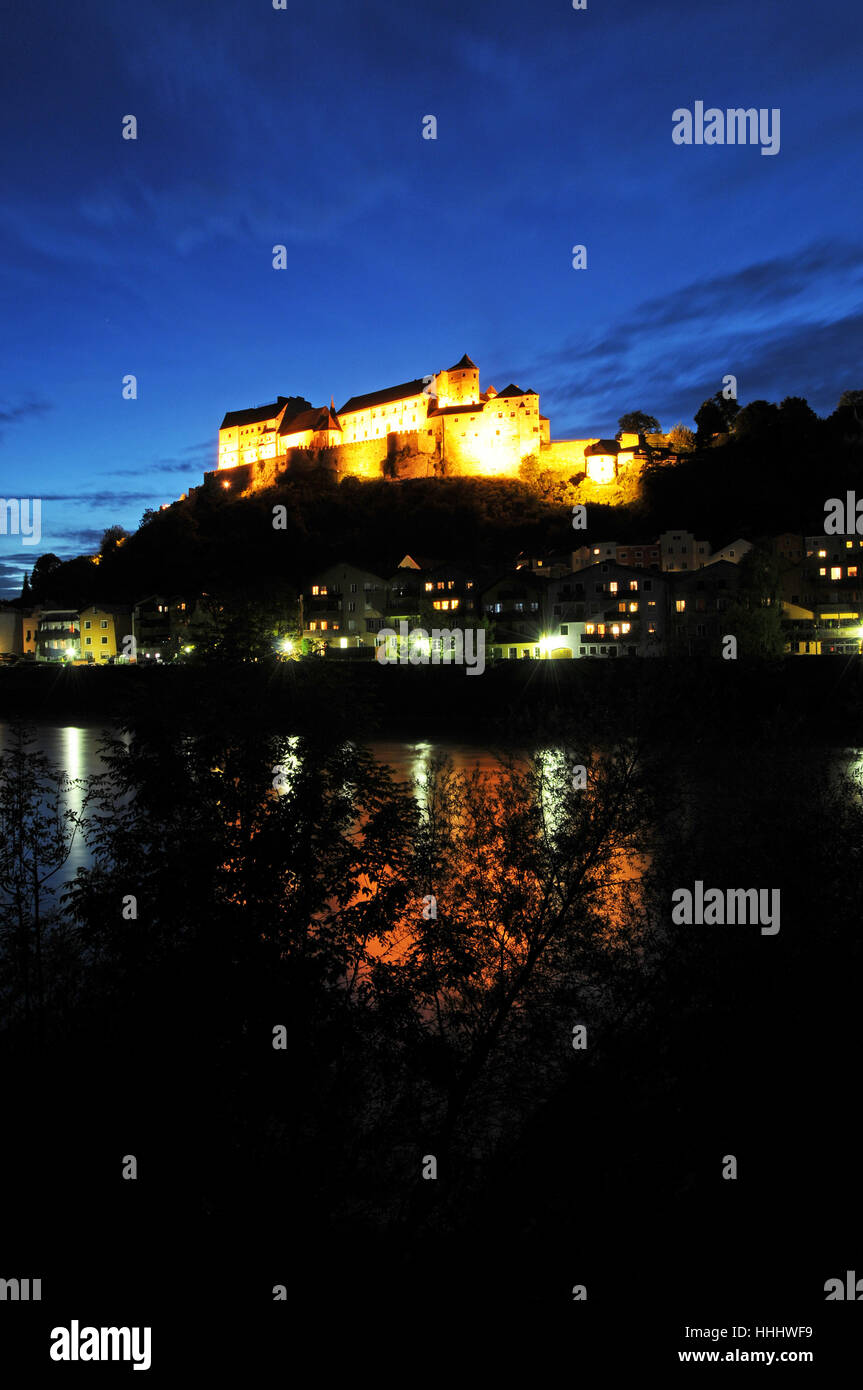 night, nighttime, chateau, castle, tower, architectural, historical ...