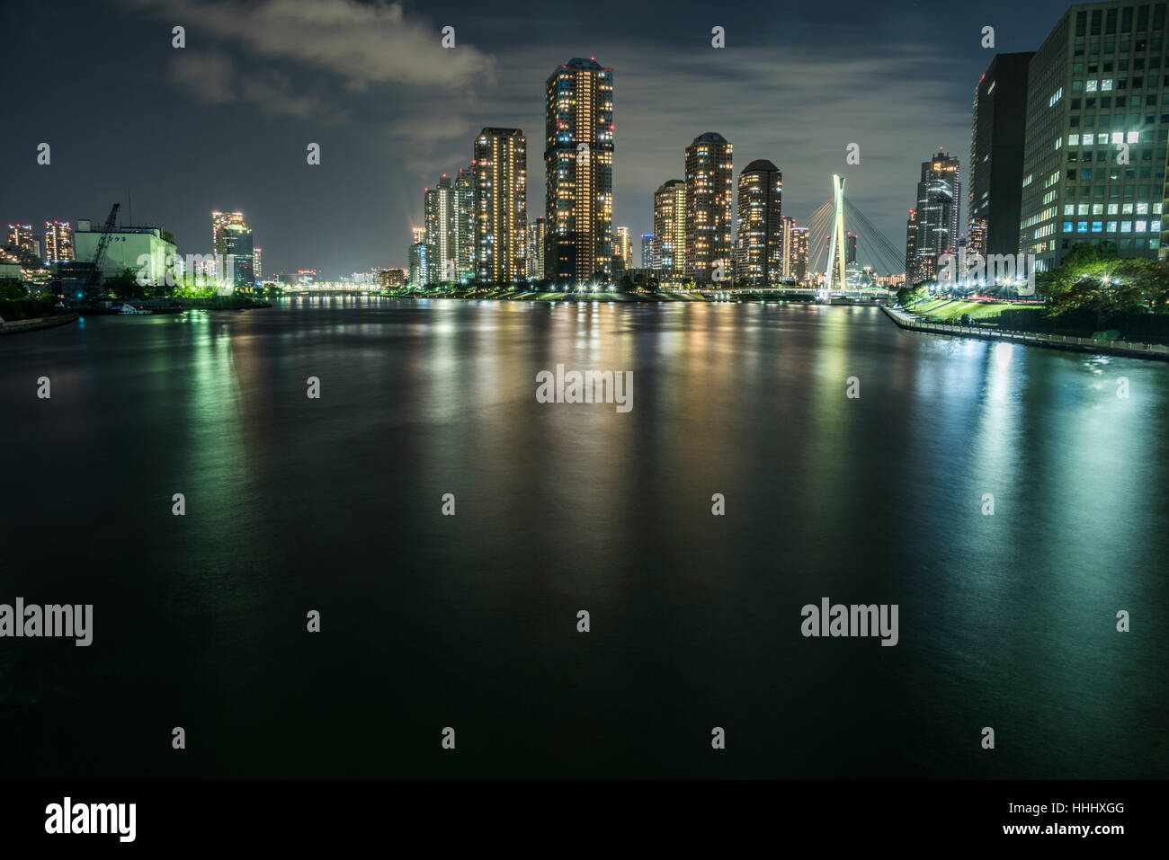 Tsukudajima at Night, Chuo-Ku, Tokyo, Japan Stock Photo - Alamy