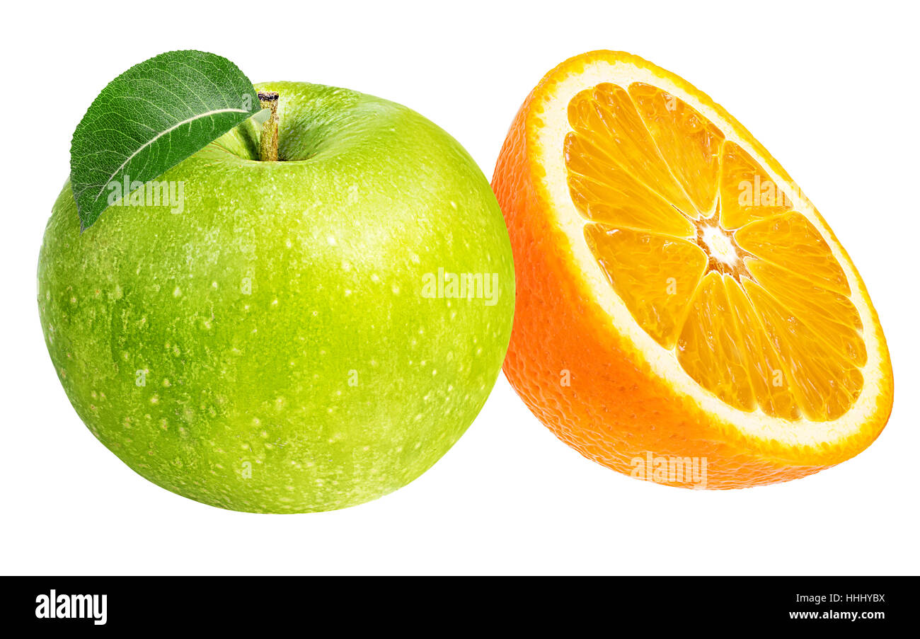 apples and orange fruits isolated on white background Stock Photo - Alamy