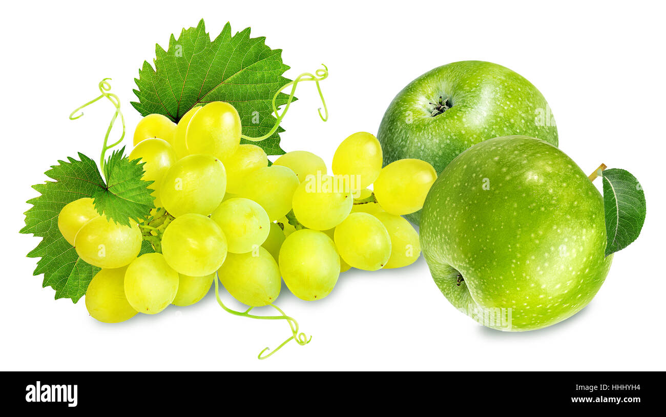 apples and grapes isolated on white ,close-up Stock Photo - Alamy
