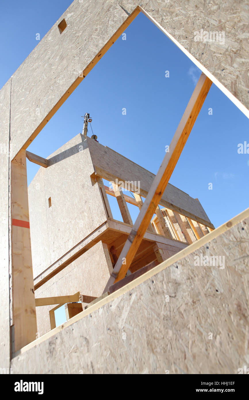 blue, board, build, beam, collar, clouds, carpentry, blue, house ...