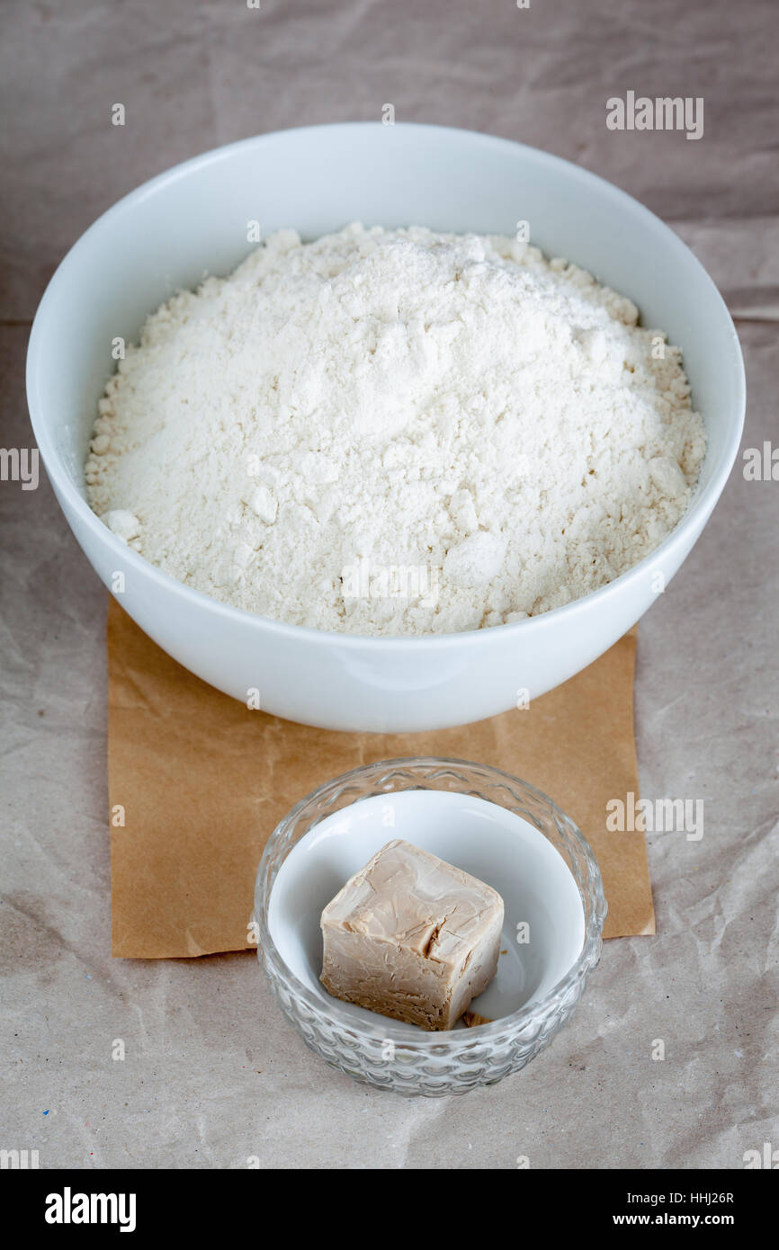 brown, brownish, brunette, flour, vertical, bowl, portrait format, bake ...