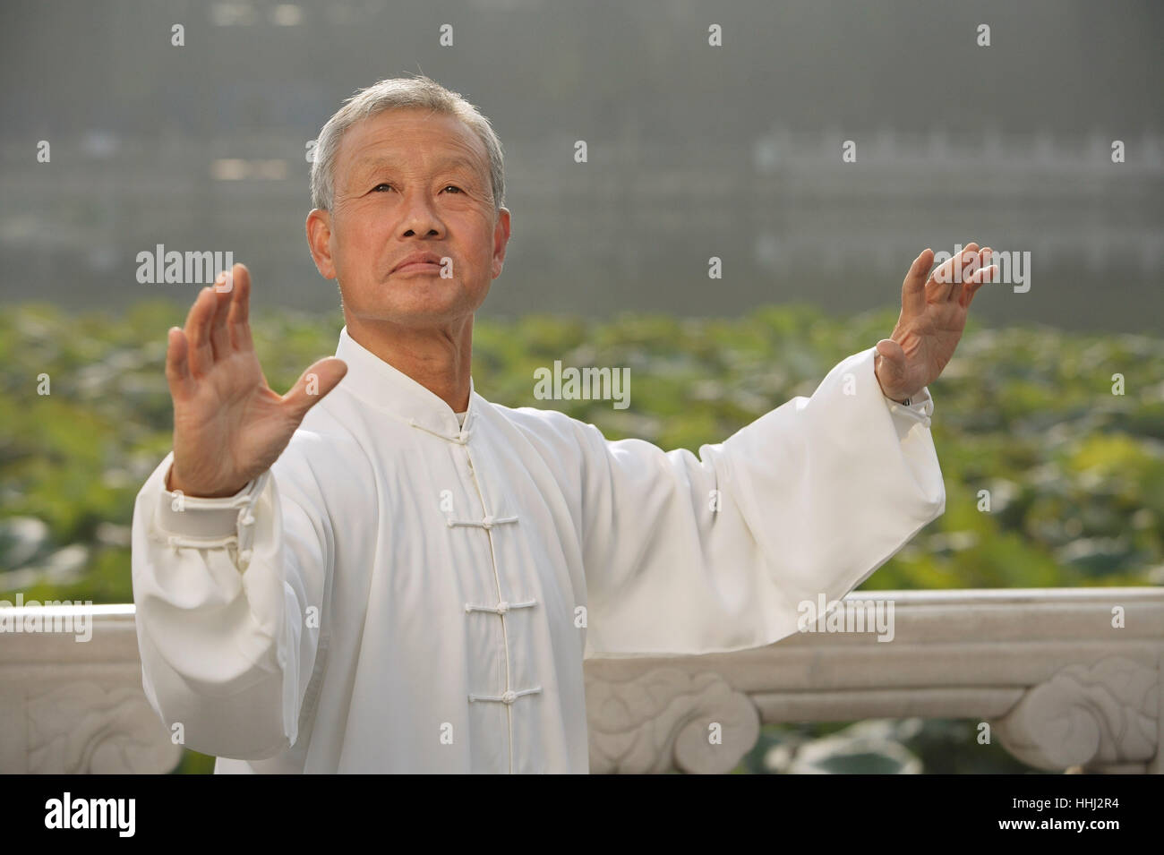 An old man practices Chinese martial arts Stock Photo - Alamy