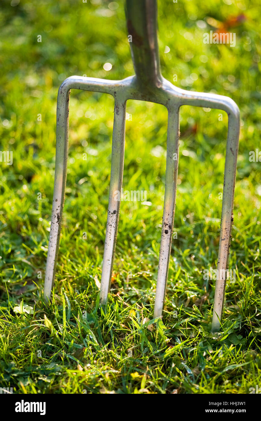 gardening,dig,digging,fork,garden fork,stainless steel,close up ...
