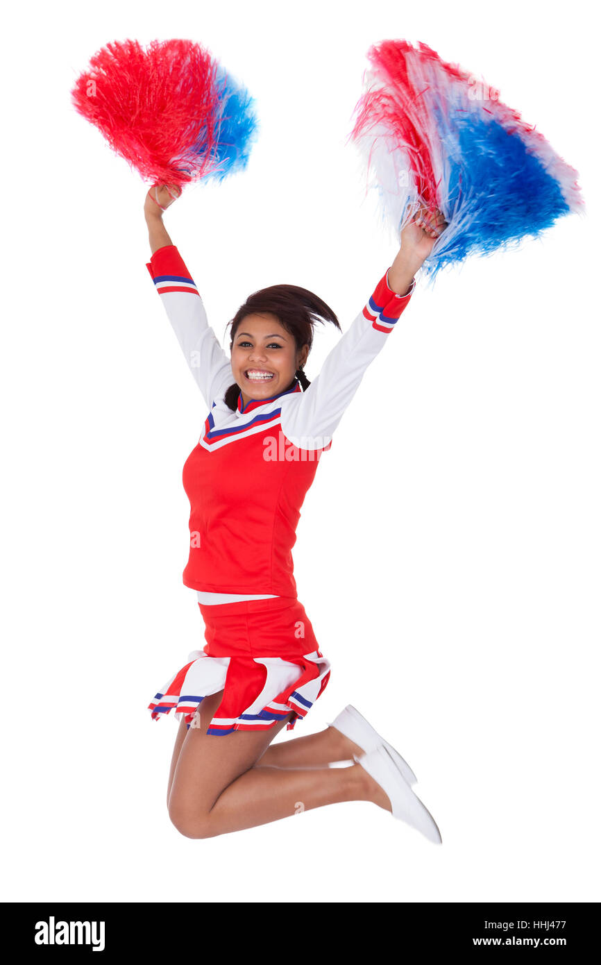 woman, american, spring, bouncing, bounces, hop, skipping, frisks ...